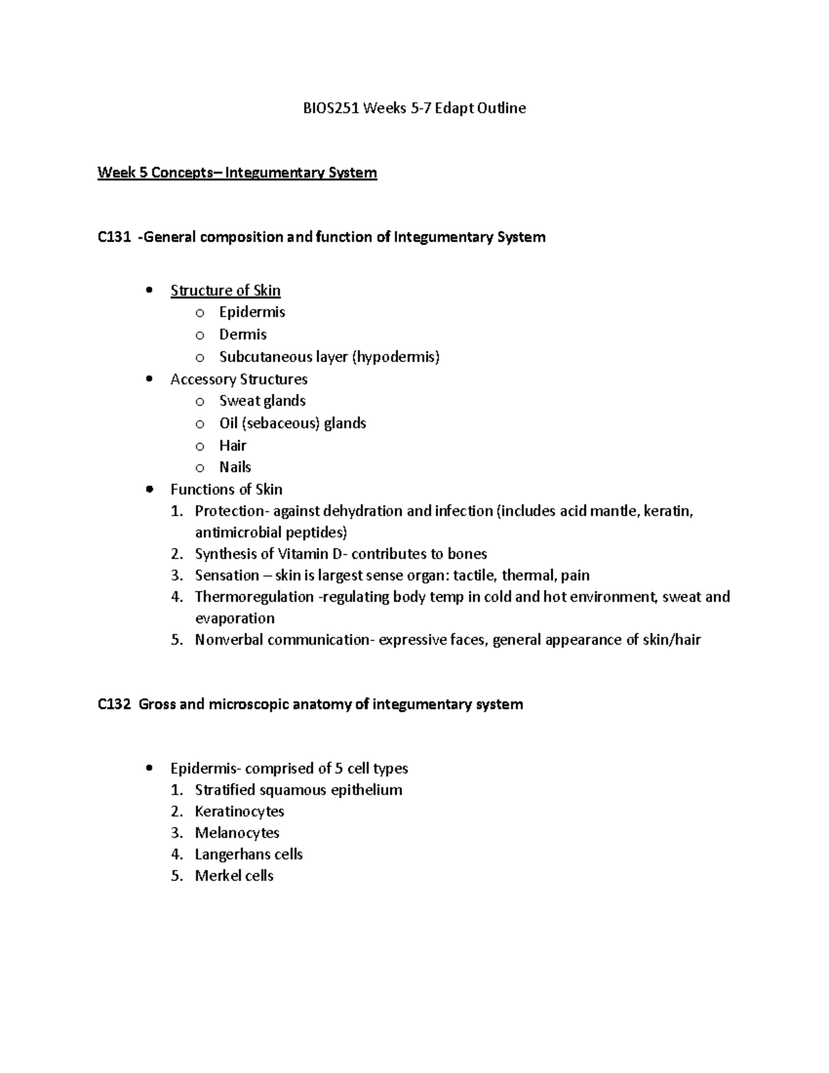 BIOS251 Weeks 5-7 Outlilne-Review - BIOS251 Weeks 5-7 Edapt Outline ...