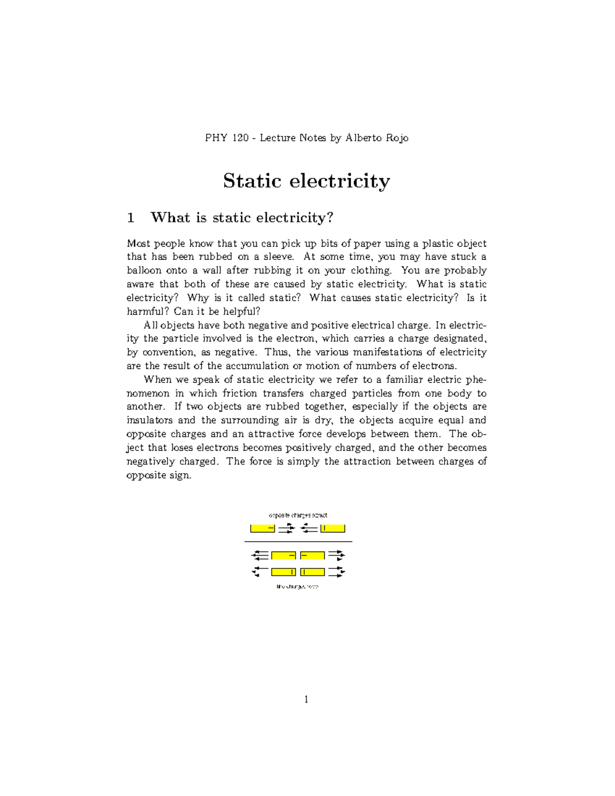 Static electricity - Lecture notes 6 - PHY 120 - Lecture Notes by ...