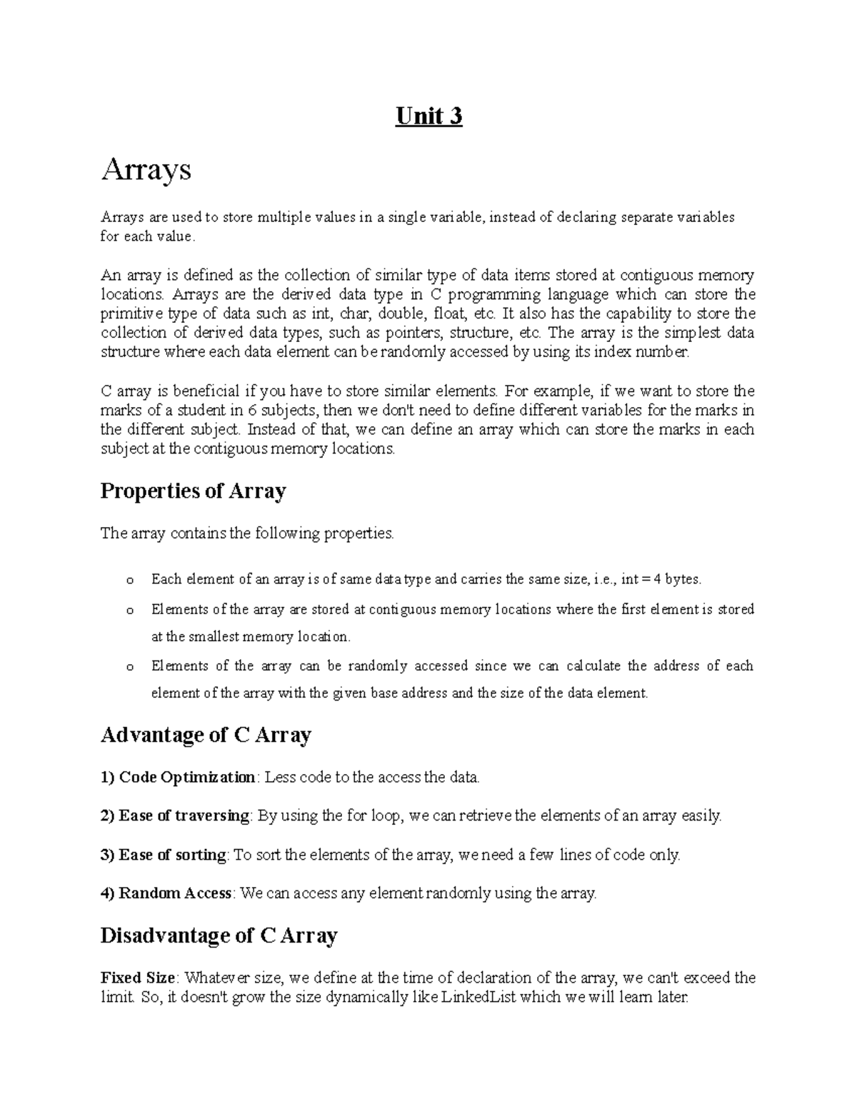 Unit 3 Array And Pointers Axis Unit 3 Arrays Arrays Are Used To