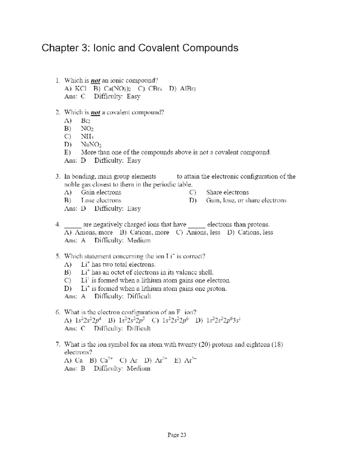 Chapter 3 Ionic and Covalent Compounds Chapter 3 Ionic - Chemical ...