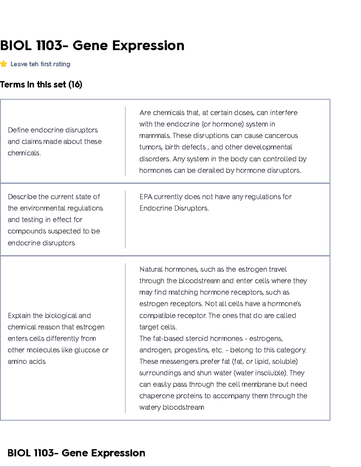 BIOL 1103- Gene Expression Flashcards - BIOL 1103- Gene Expression ...