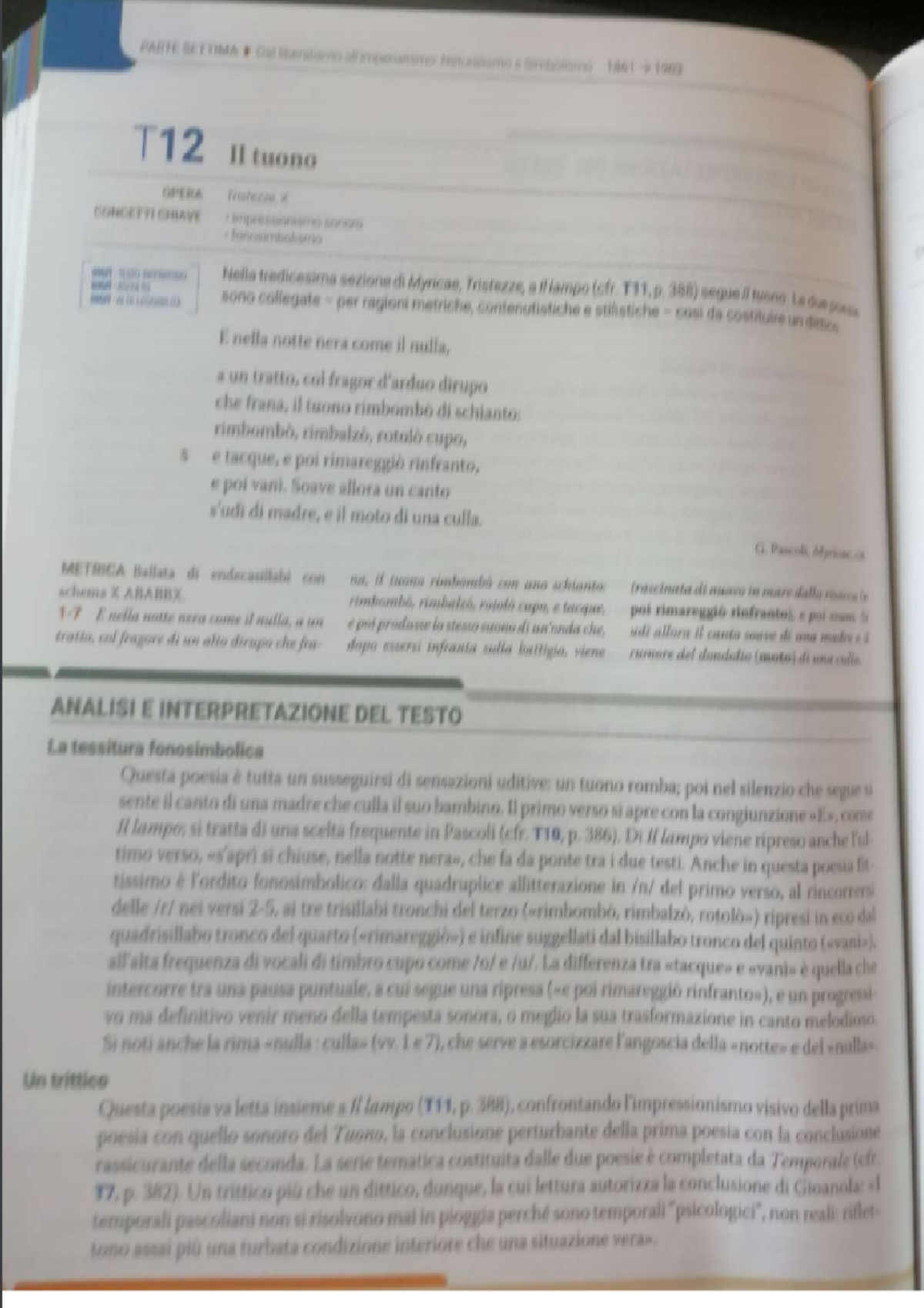 IL Tuono, Pascoli - Italiano (letteratura) - Studocu