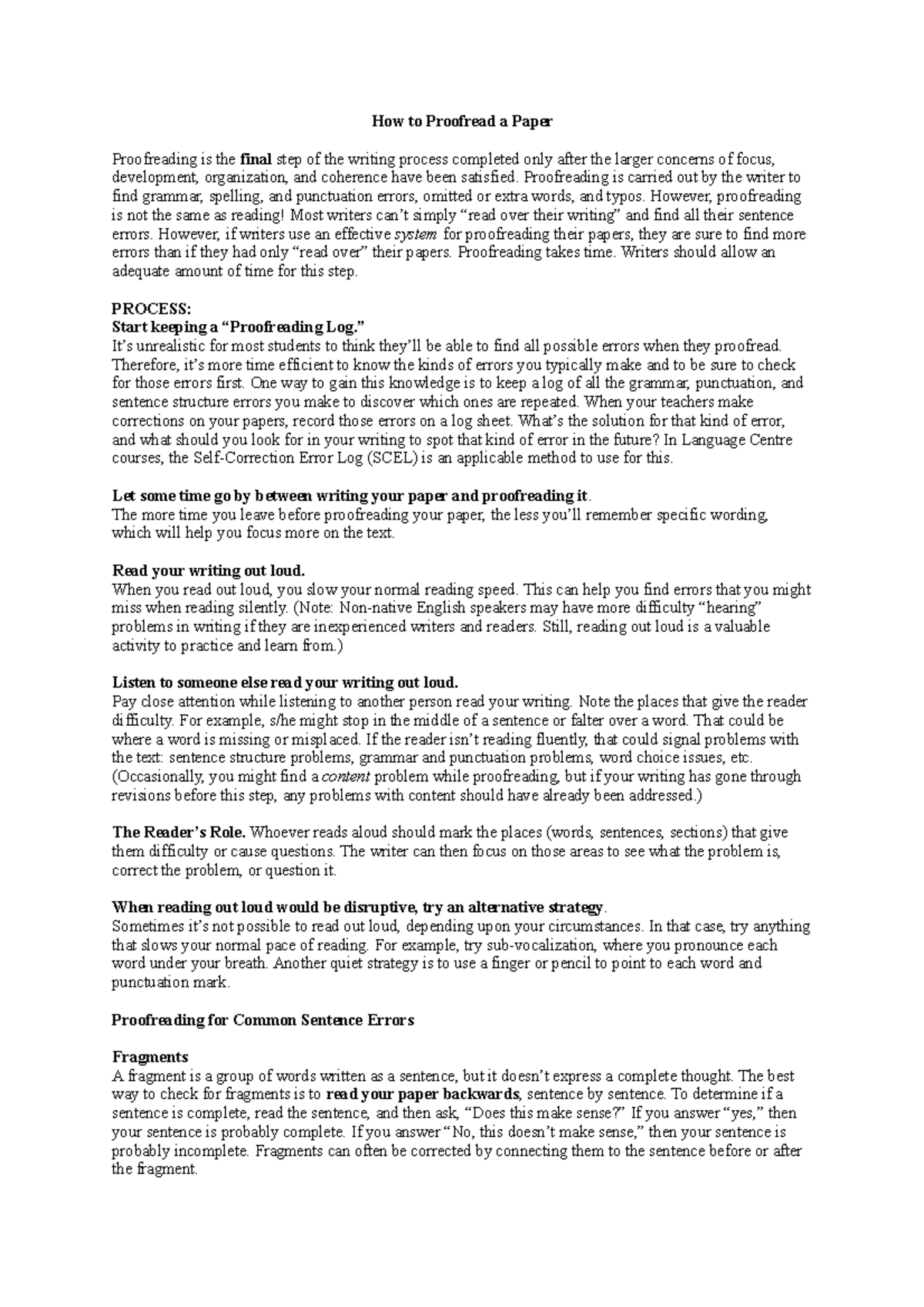 How to Proofread a Paper - How to Proofread a Paper Proofreading is the ...
