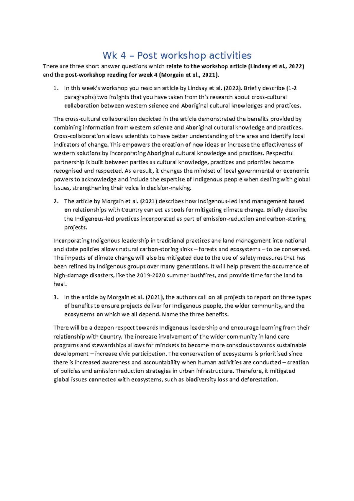 Wk 4 Post-workshop Questions - Wk 4 – Post workshop activities There are three short answer ...