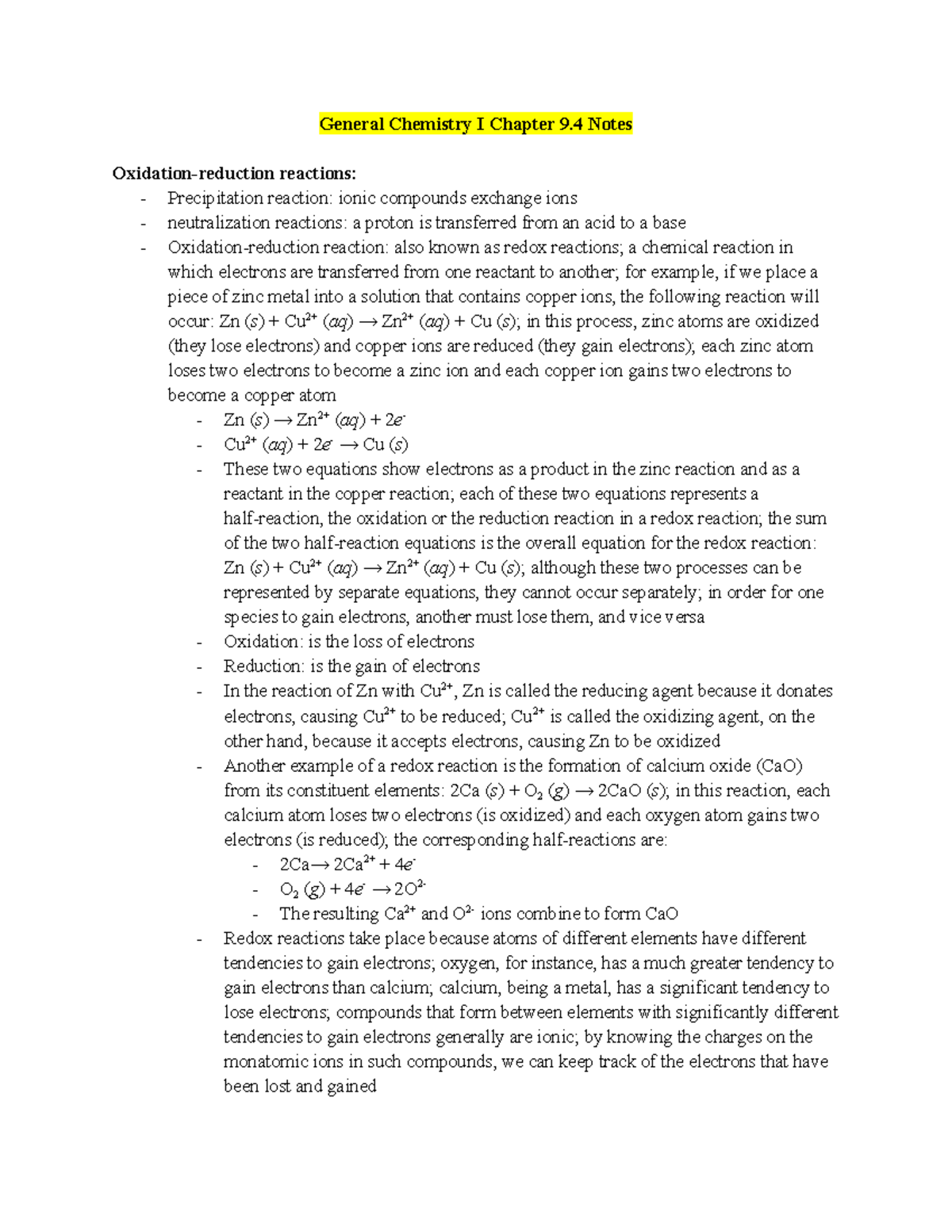 General Chemistry I Chapter 9.4 notes - General Chemistry I Chapter 9 ...