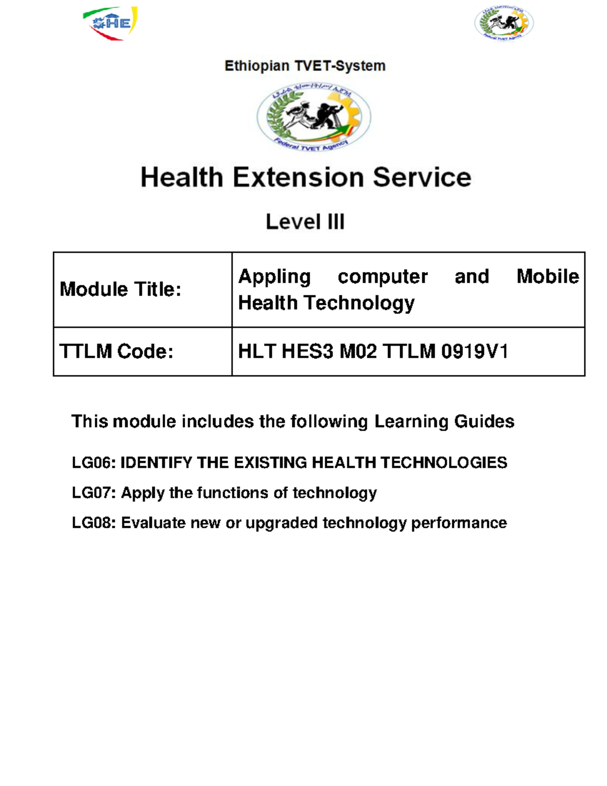 2-MDL-02 - Module Title: Appling computer and Mobile Health Technology ...