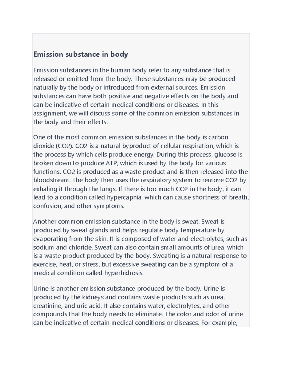 Emission substances in body - Emission substance in body Emission ...