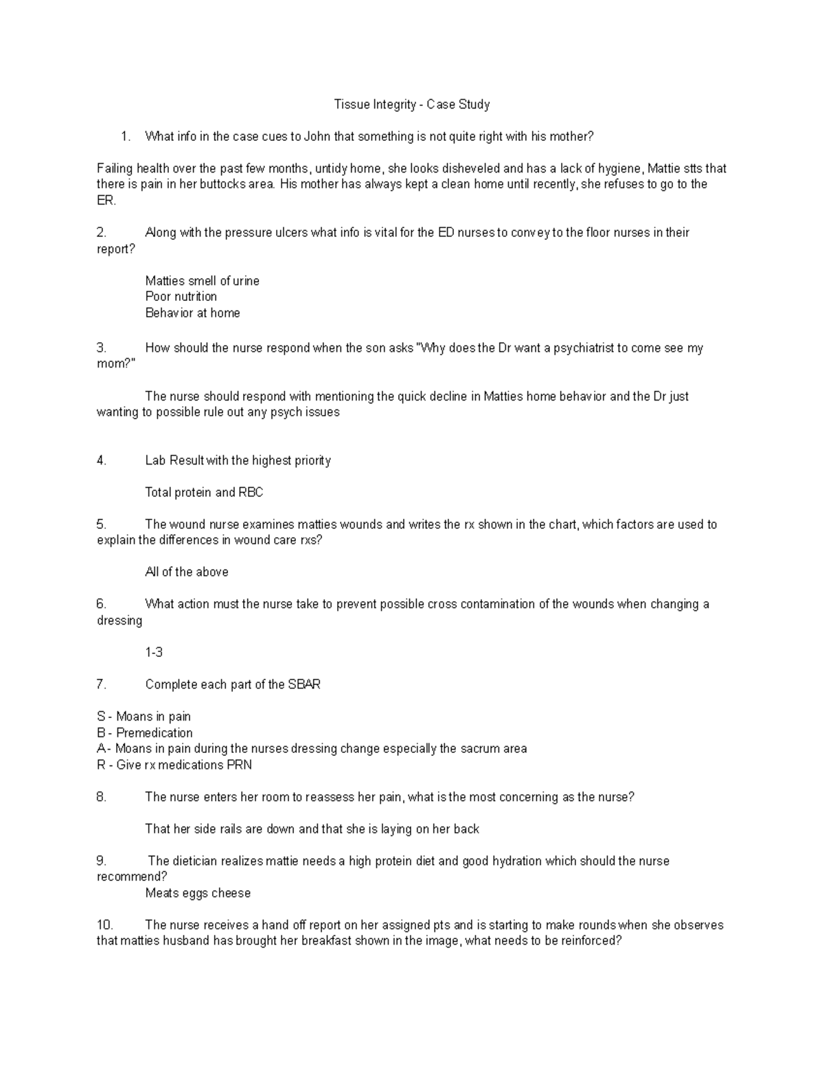 Mattie smith case study - Tissue Integrity - Case Study What info in ...