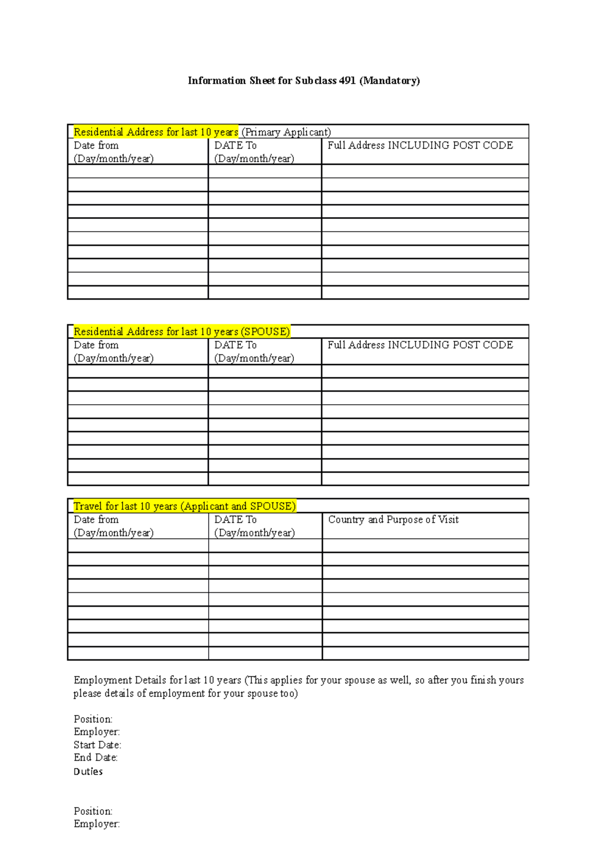 Information sheet 190 and 491 VISA - Information Sheet for Subclass 491 ...