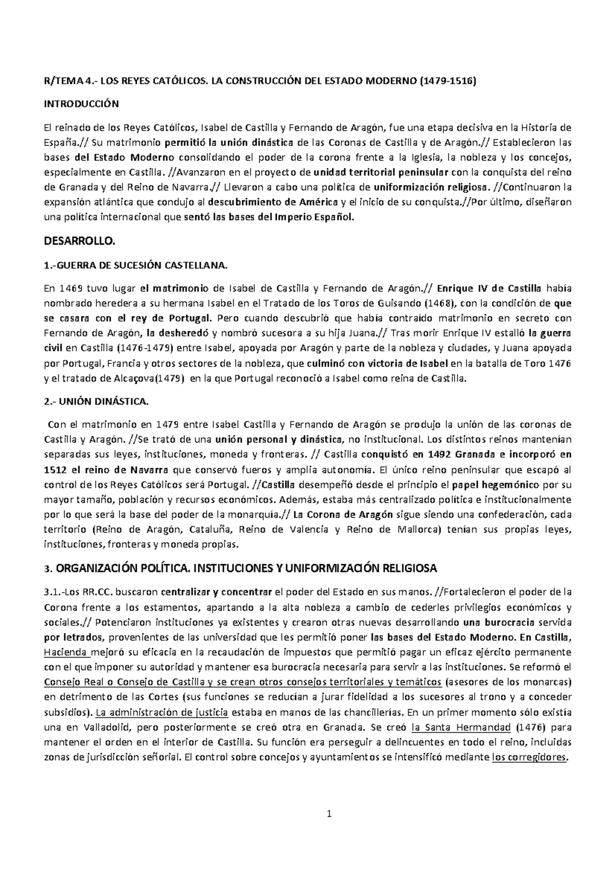 TEMA 4 Reyes CATÓ Licos - 1 R/TEMA 4.- LOS REYES CATÓLICOS. LA CONSTRUCCIÓN DEL ESTADO MODERNO ...