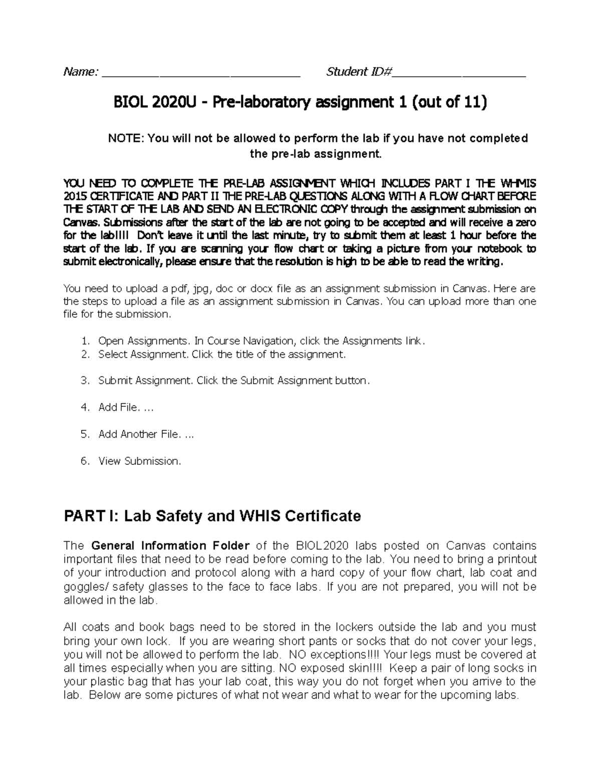 Lab 1 Prelab Assignment - Name: _______________________________ Student ID ...