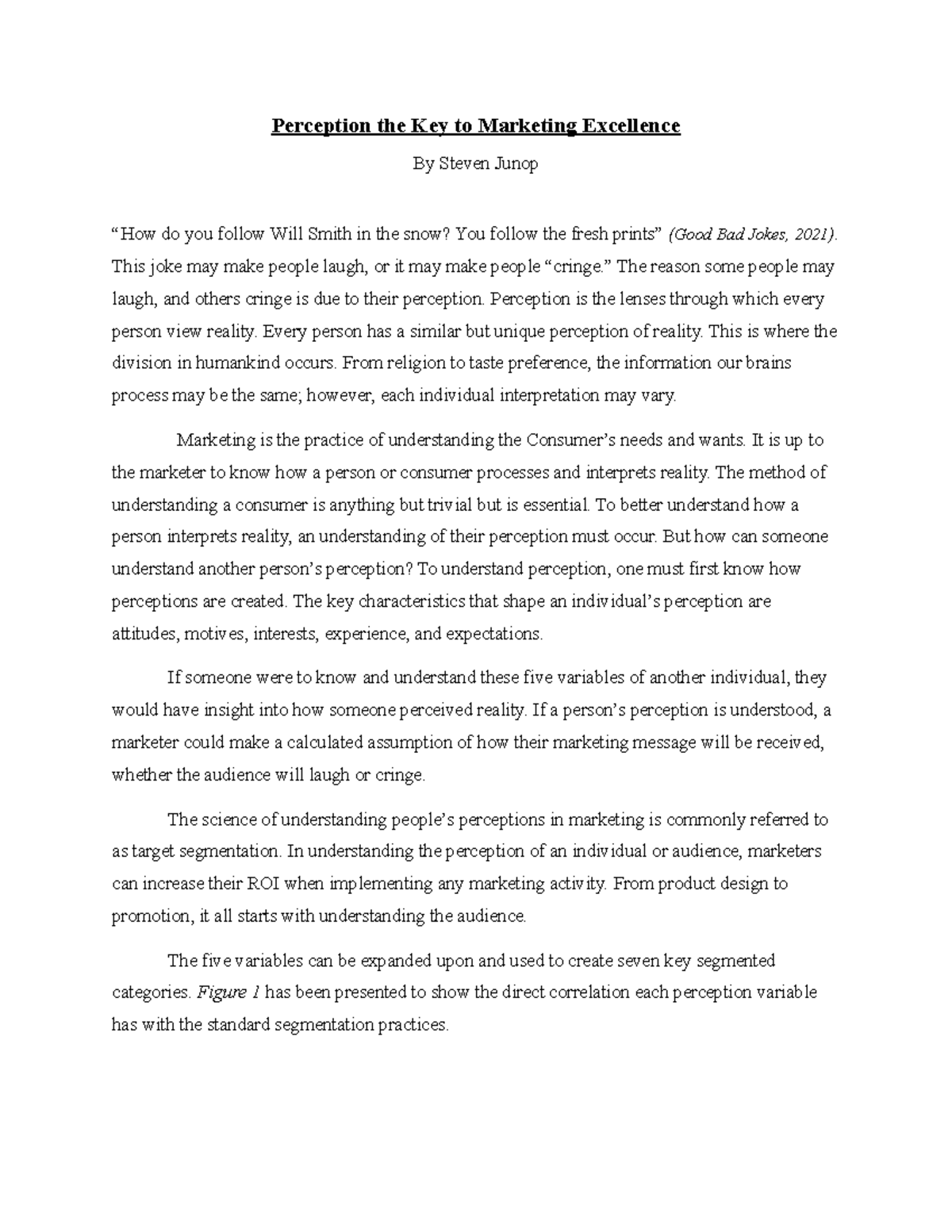 week 12 Discussion Perception the Key to Marketing Excellence ...