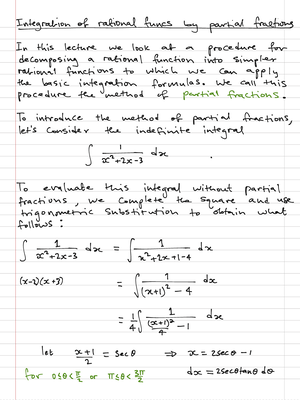 10 - Trig Substitution - INTERGRATION NOTES AND HOMEWORK PROBLEMS ...