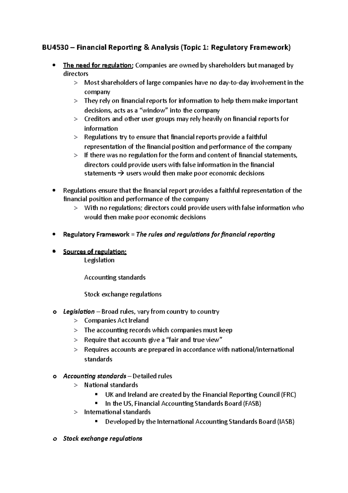 BU4530 – Financial Reporting & Analysis (Topic 1) - BU4530 – Financial ...