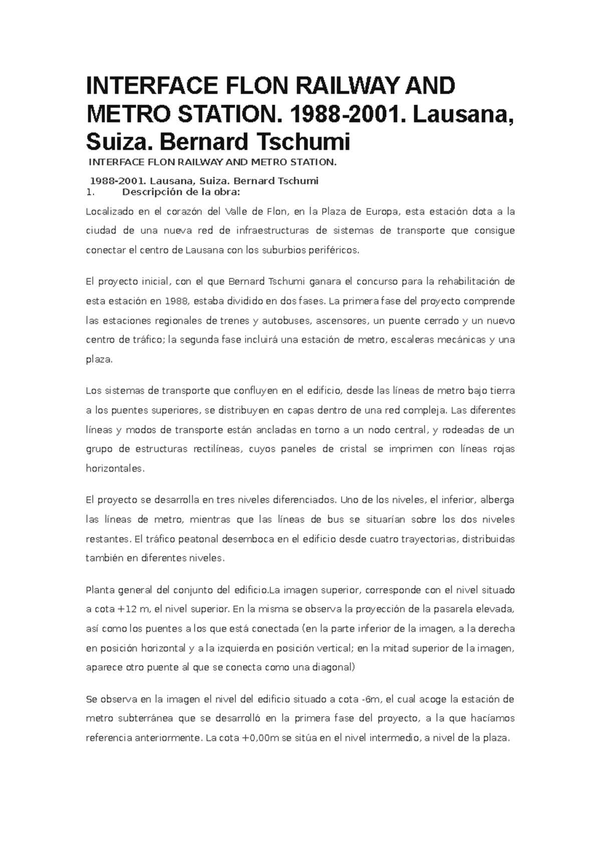 Interface FLON Railway AND Metro Station - INTERFACE FLON RAILWAY AND ...