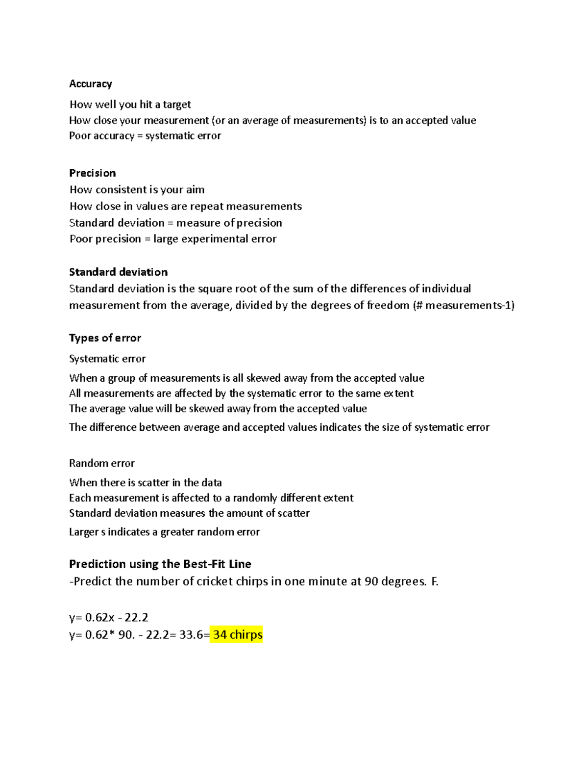 Lab notes - Google Docs - Accuracy How well yo u hit a target How close ...