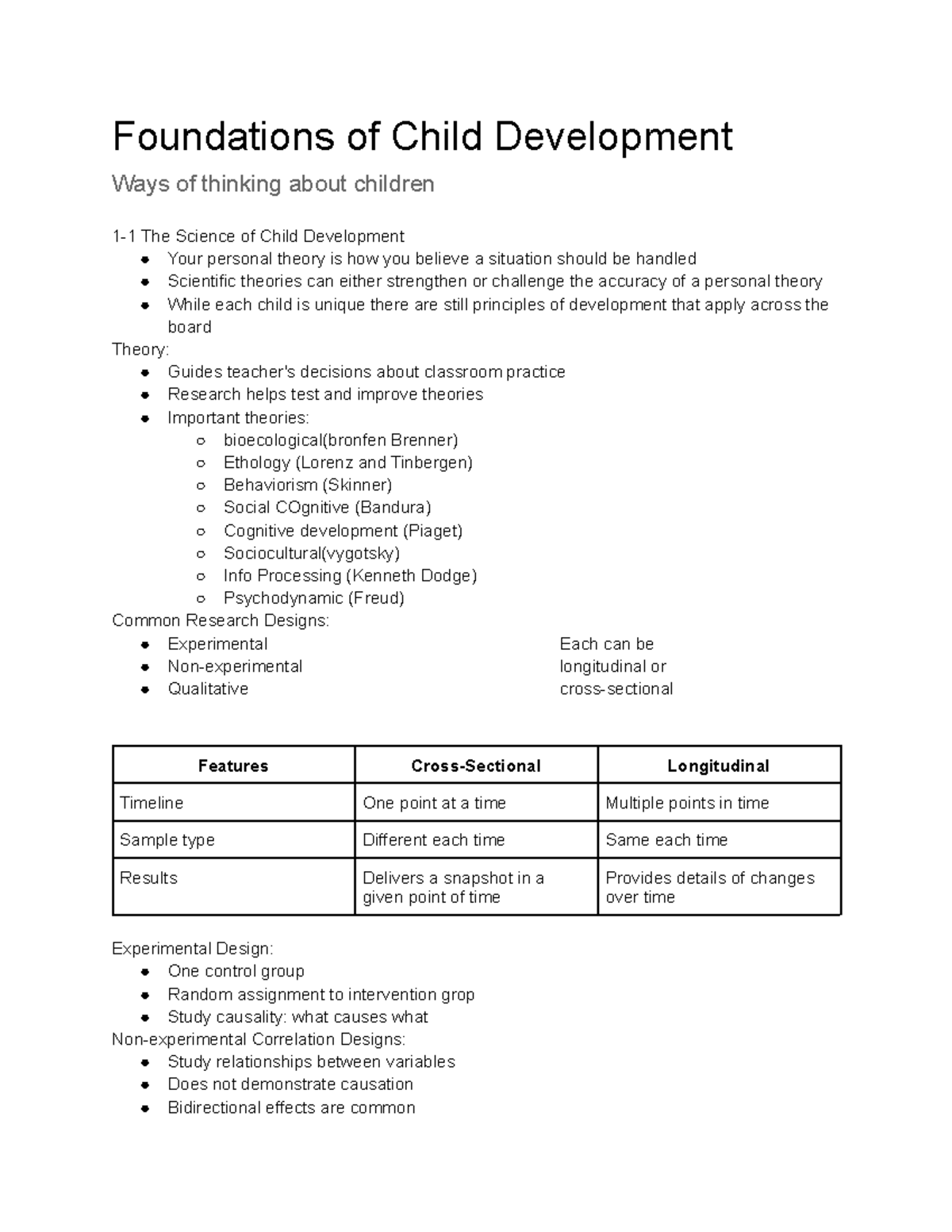 Foundations of Child Development - Studocu