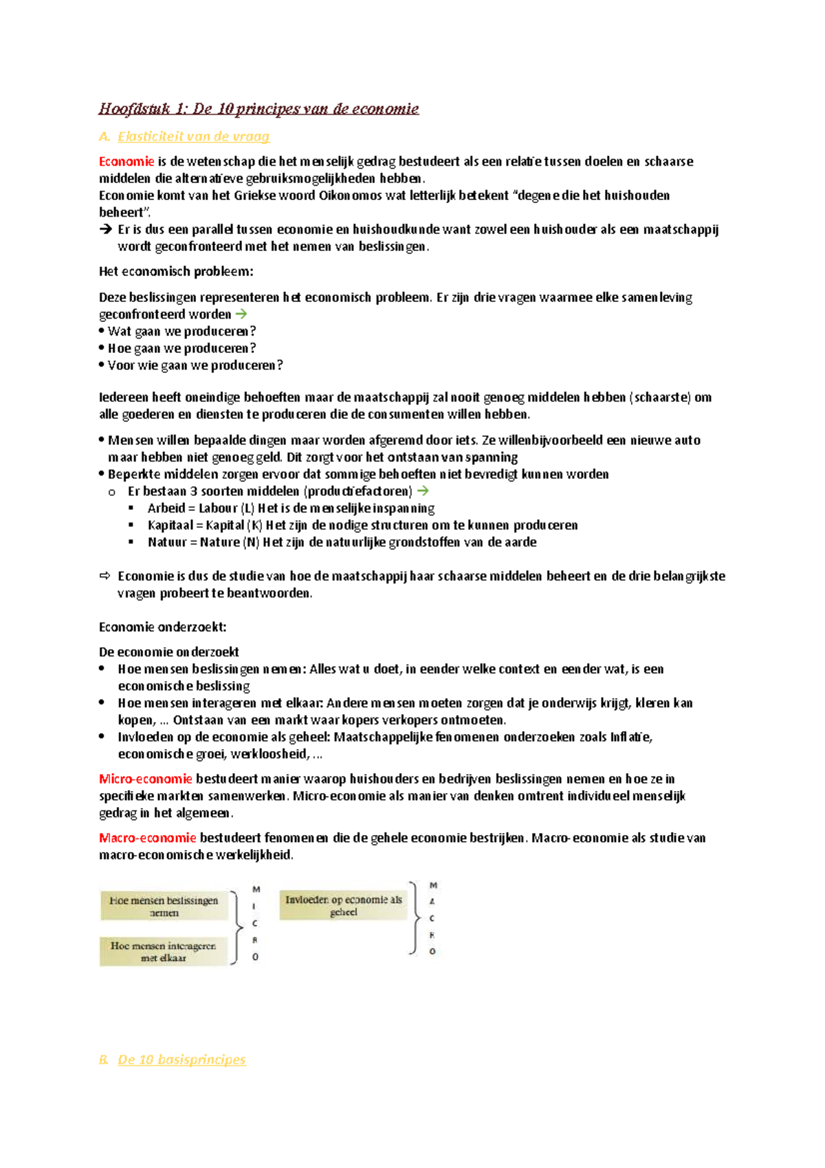 Hoofdstuk 1 - Micro-economie - Hoofdstuk 1: De 10 principes van de ...