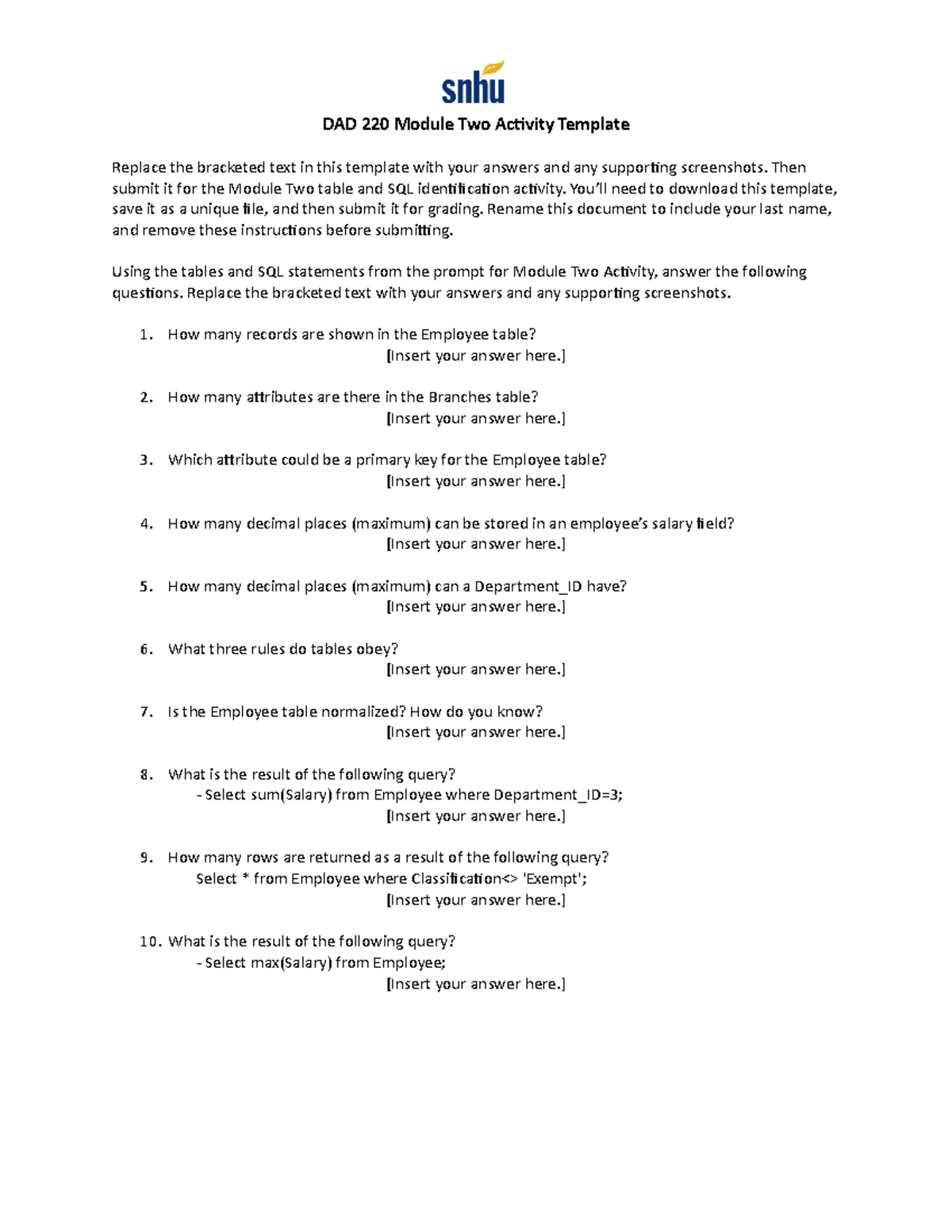 DAD 220 Module Two Activity Template - DAD 220 Module Two Activity Template Replace the ...