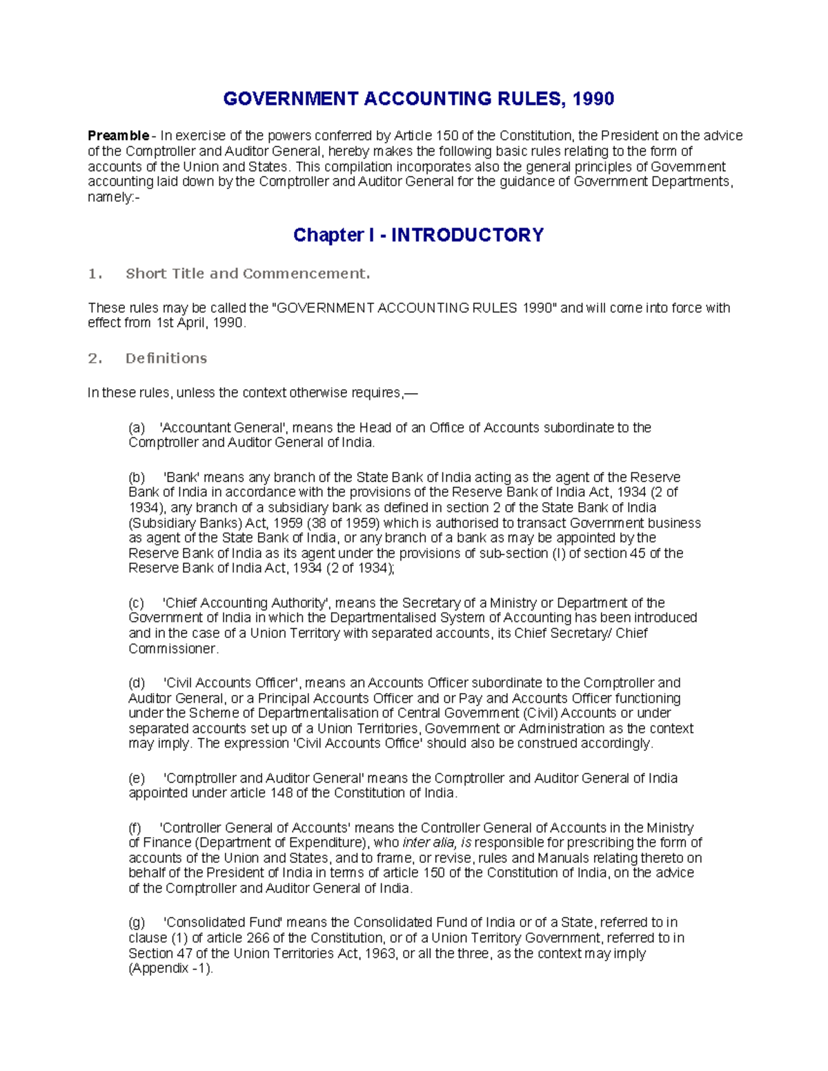 GAR 1990 - Lecture notes 10SAS - GOVERNMENT ACCOUNTING RULES, 1990 ...
