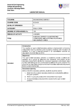 Lab Manual - Level 1 -Tacheometry – application of stadia observation ...