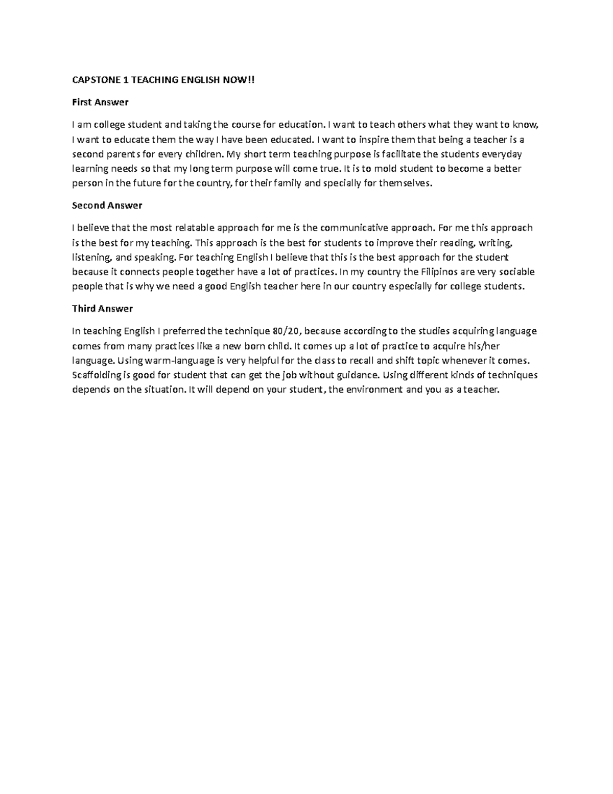 Capstone 1 Teaching English NOW - CAPSTONE 1 TEACHING ENGLISH NOW ...