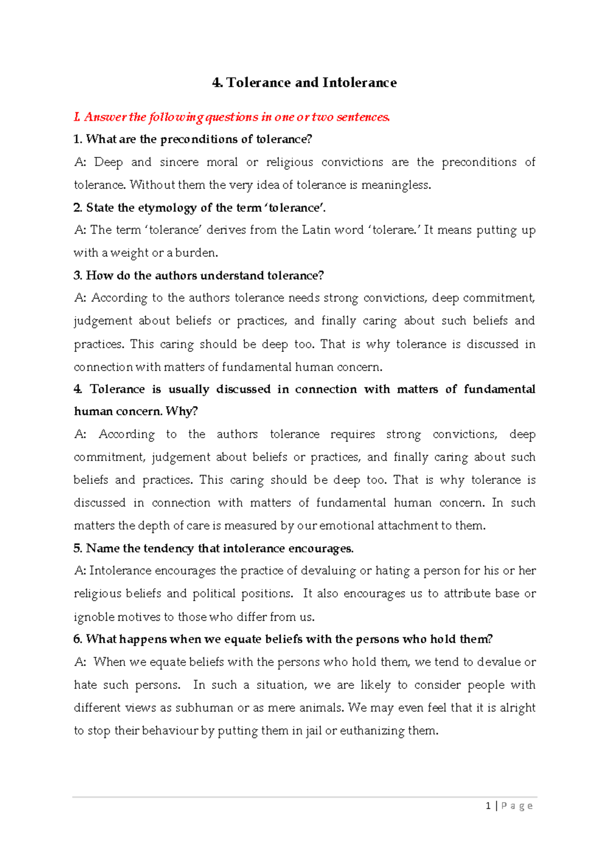 4. Tolrance and Intolerance Notes - 4. Tolerance and Intolerance I ...