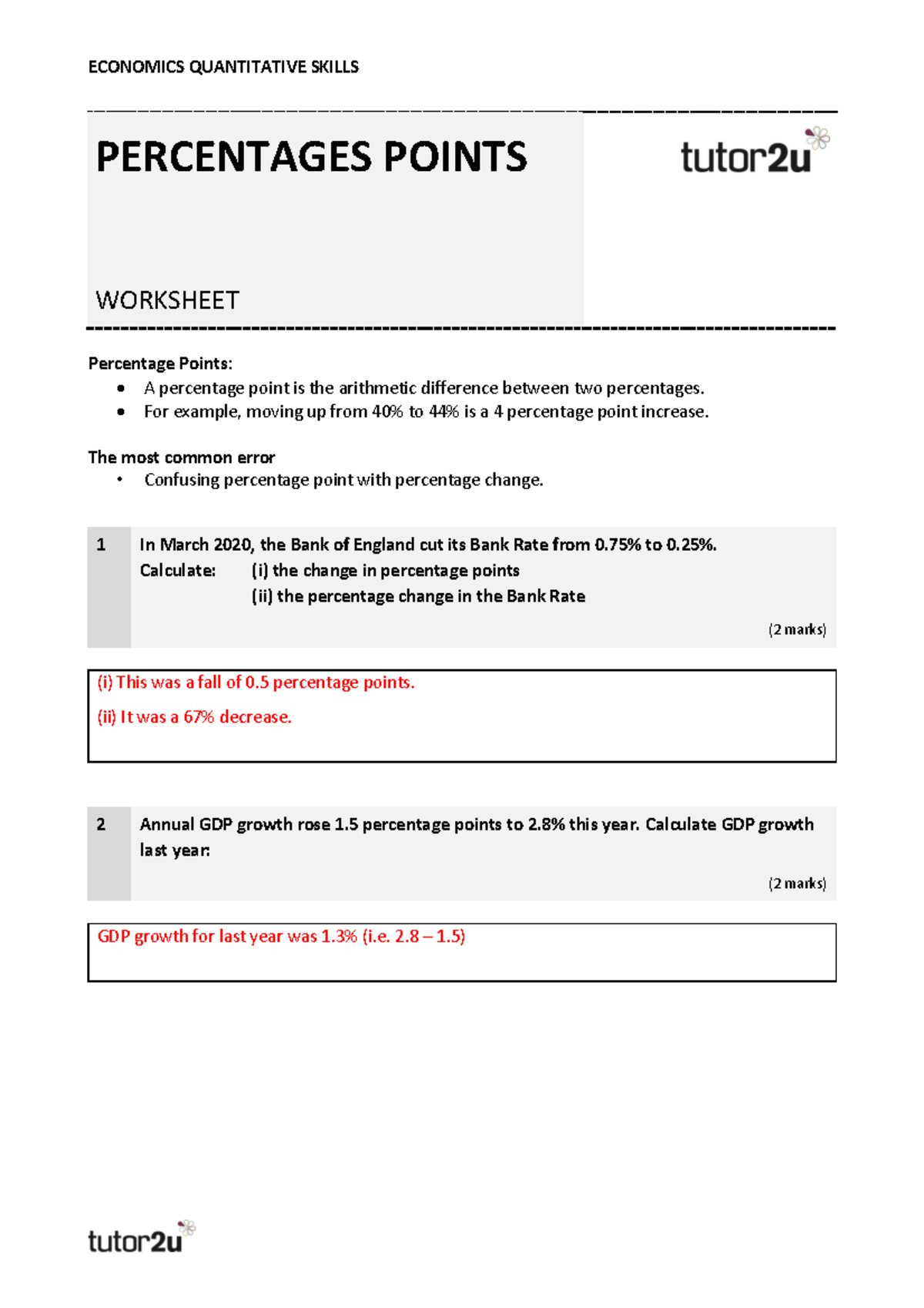 3 Percentage-points-worksheet-answers-v2 - ECONOMICS QUANTITATIVE ...