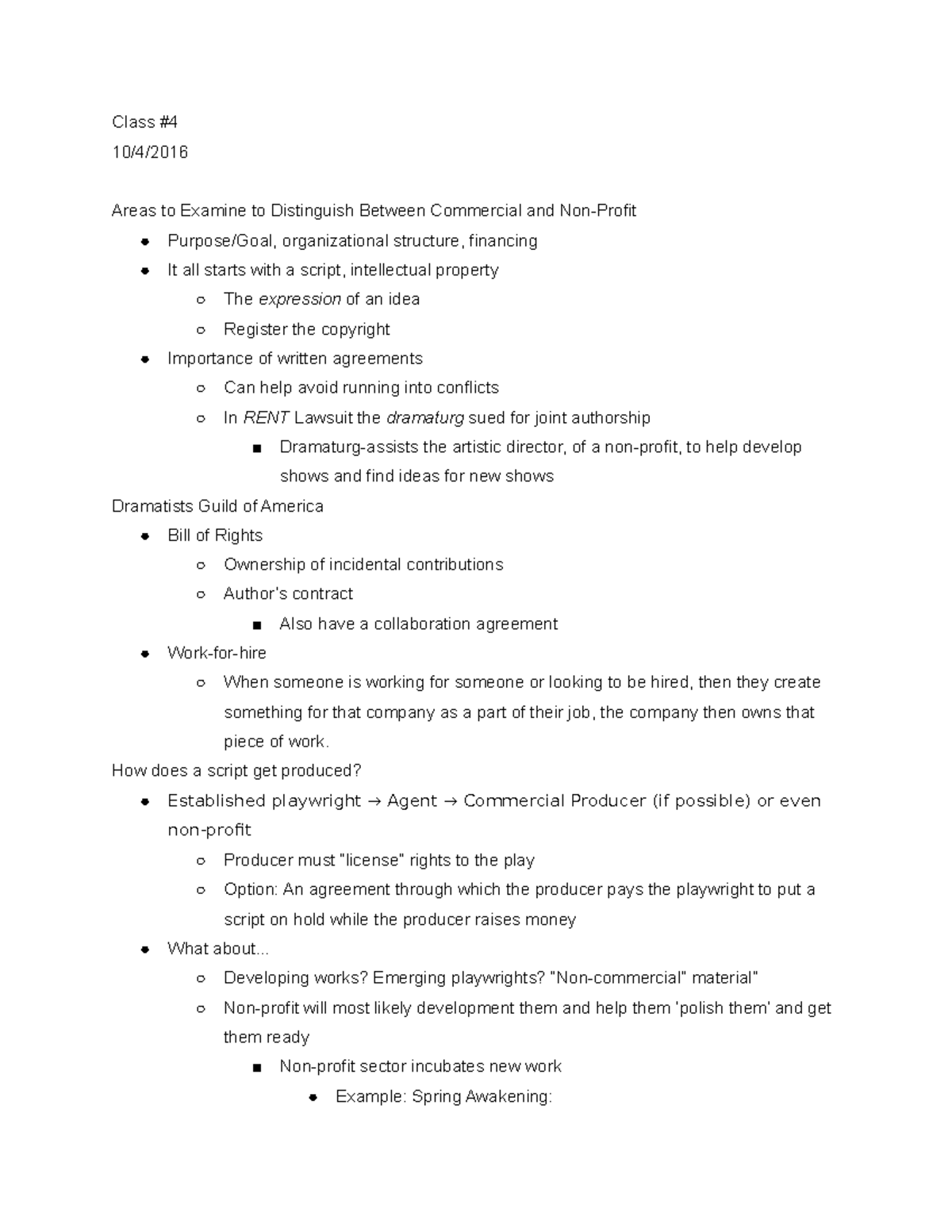 10%2F4%2F16 - Class Notes - Class #4 10/4/2016 Areas to Examine to ...