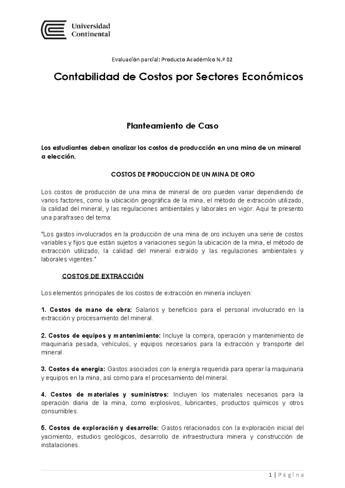 PA2 contabilidad de costos por sectores econimicos - Evaluación parcial: Producto Académico N.º ...