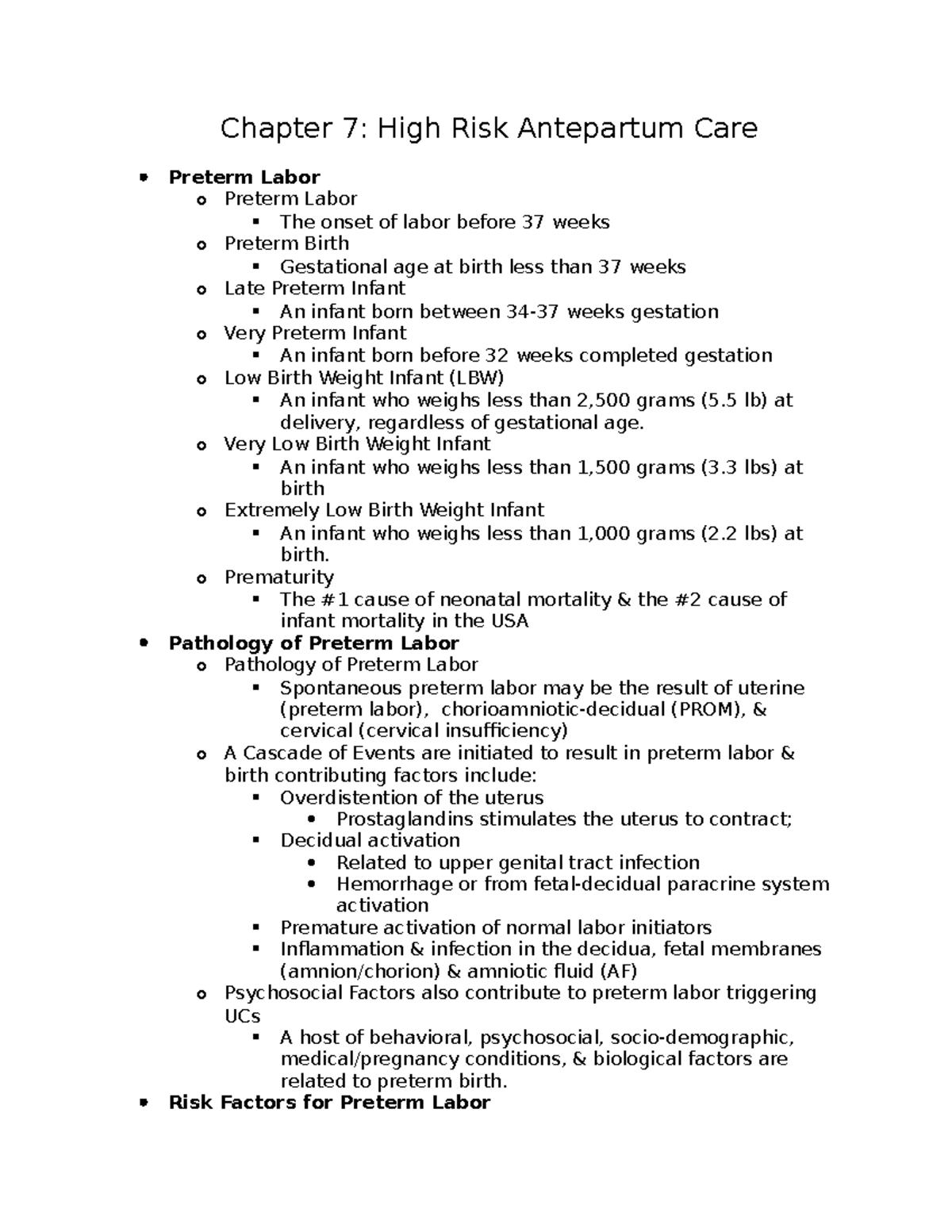 Ch 07 - High Risk Antepartum - Chapter 7: High Risk Antepartum Care ...