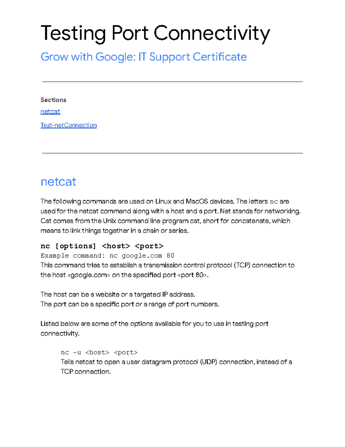 Testing Port Connectivity Reference Guide - Testing Po Connectivity ...
