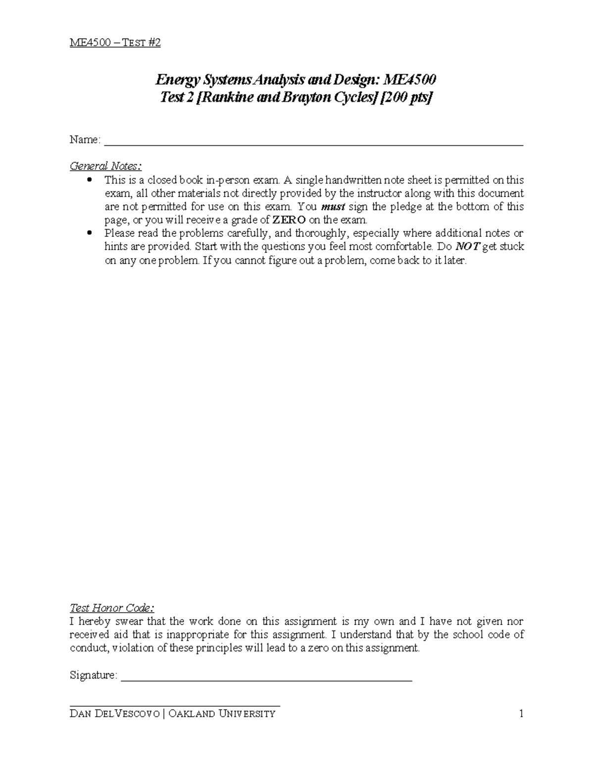 PT2 F22 - Test 2 Practice Test - Energy Systems Analysis and Design: ME ...
