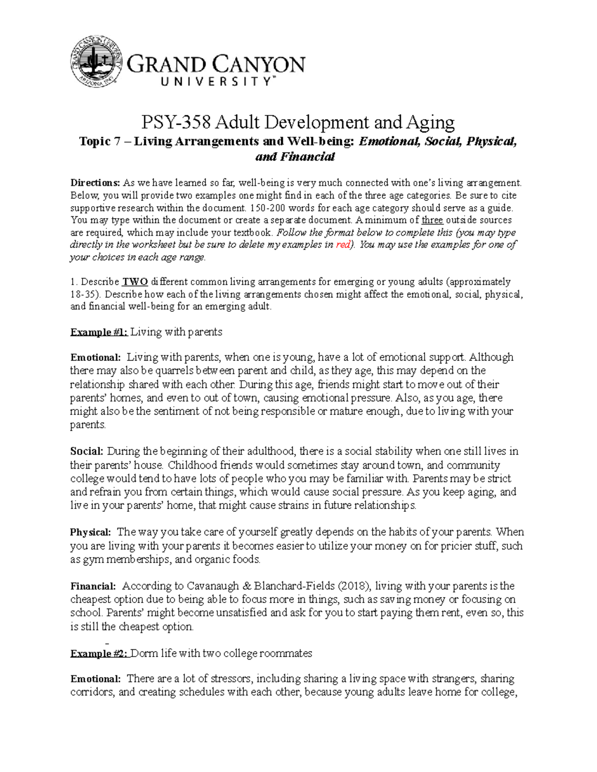 T7 Living Arrangements and Well-Being - PSY-358 Adult Development and ...