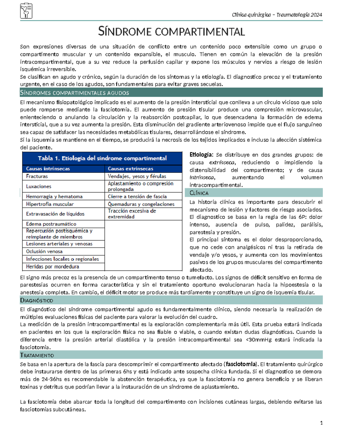 Sindrome compartimental - Clínica quirúrgica – Traumatología 2024 ...
