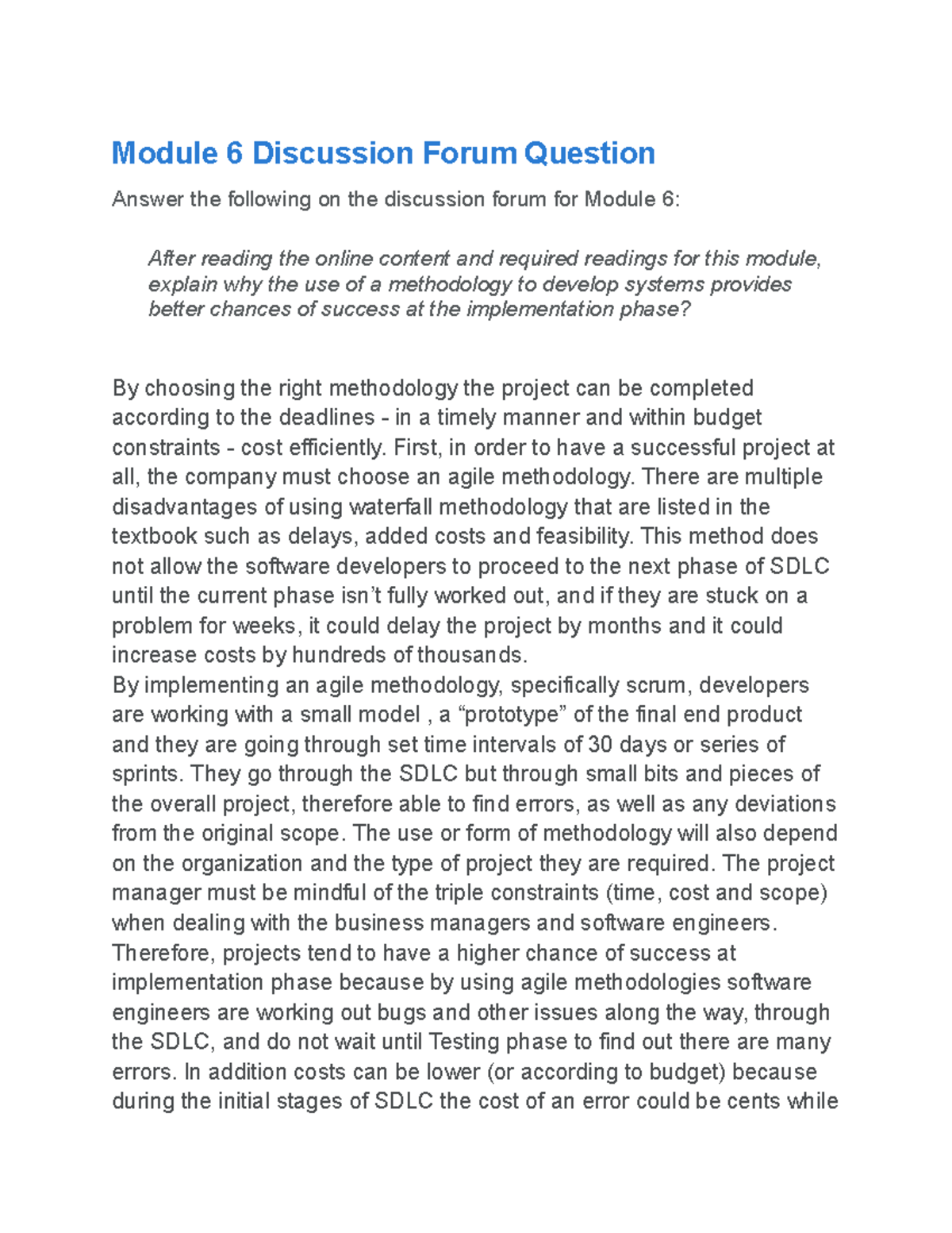 Module 6 Discussion Forum Question - Module 6 Discussion Forum Question ...