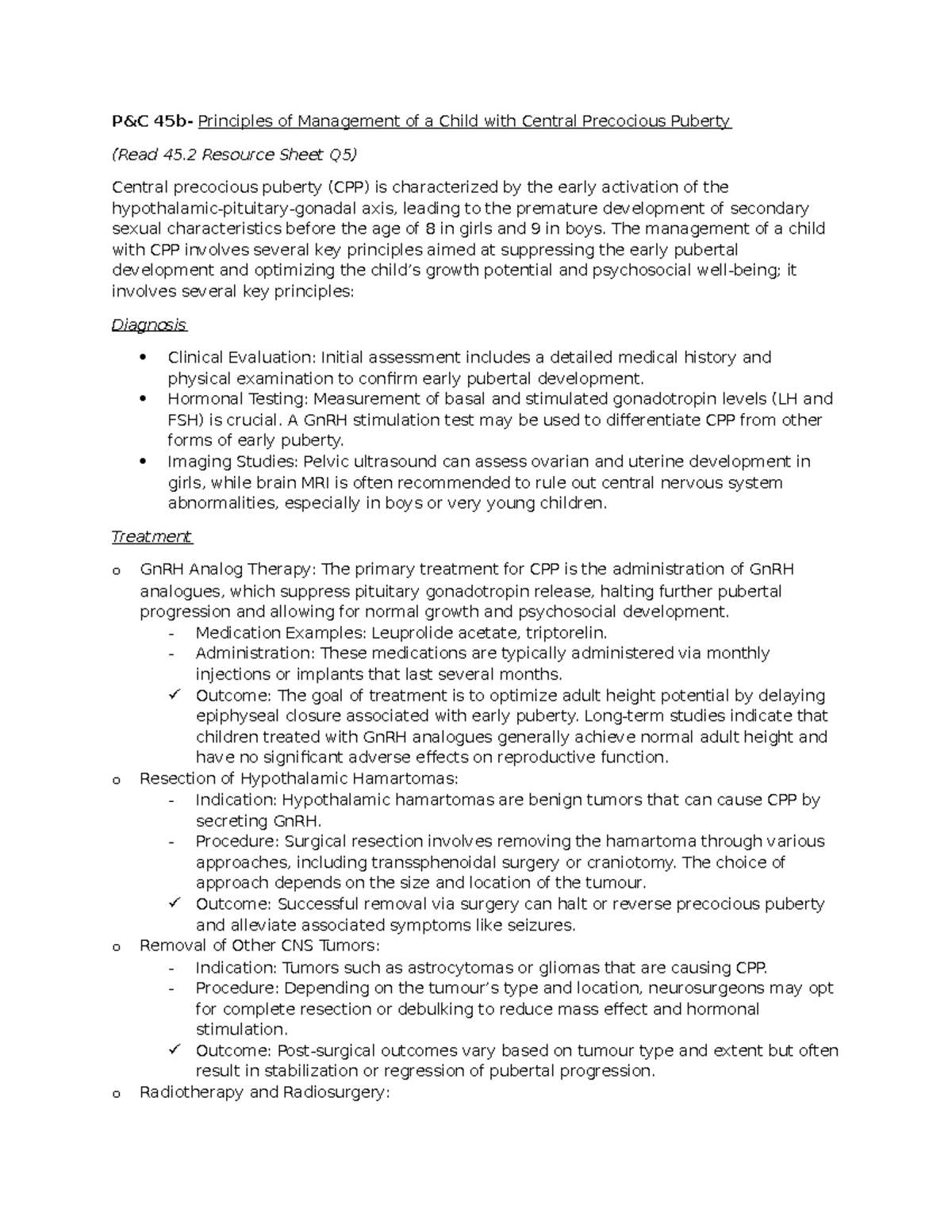 POM of CPP - Summary Medicine and Surgery - P&C 45b- Principles of ...