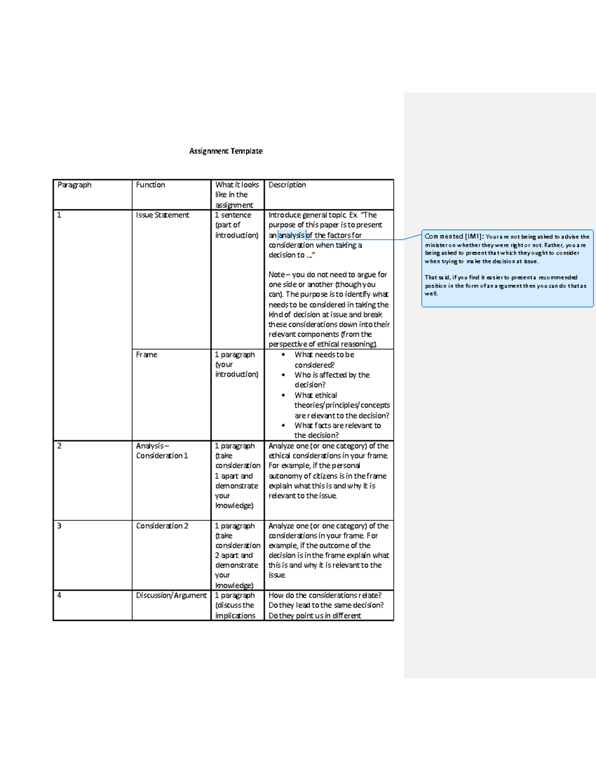 Template for bioethics position paper - Assignment Template Paragraph ...