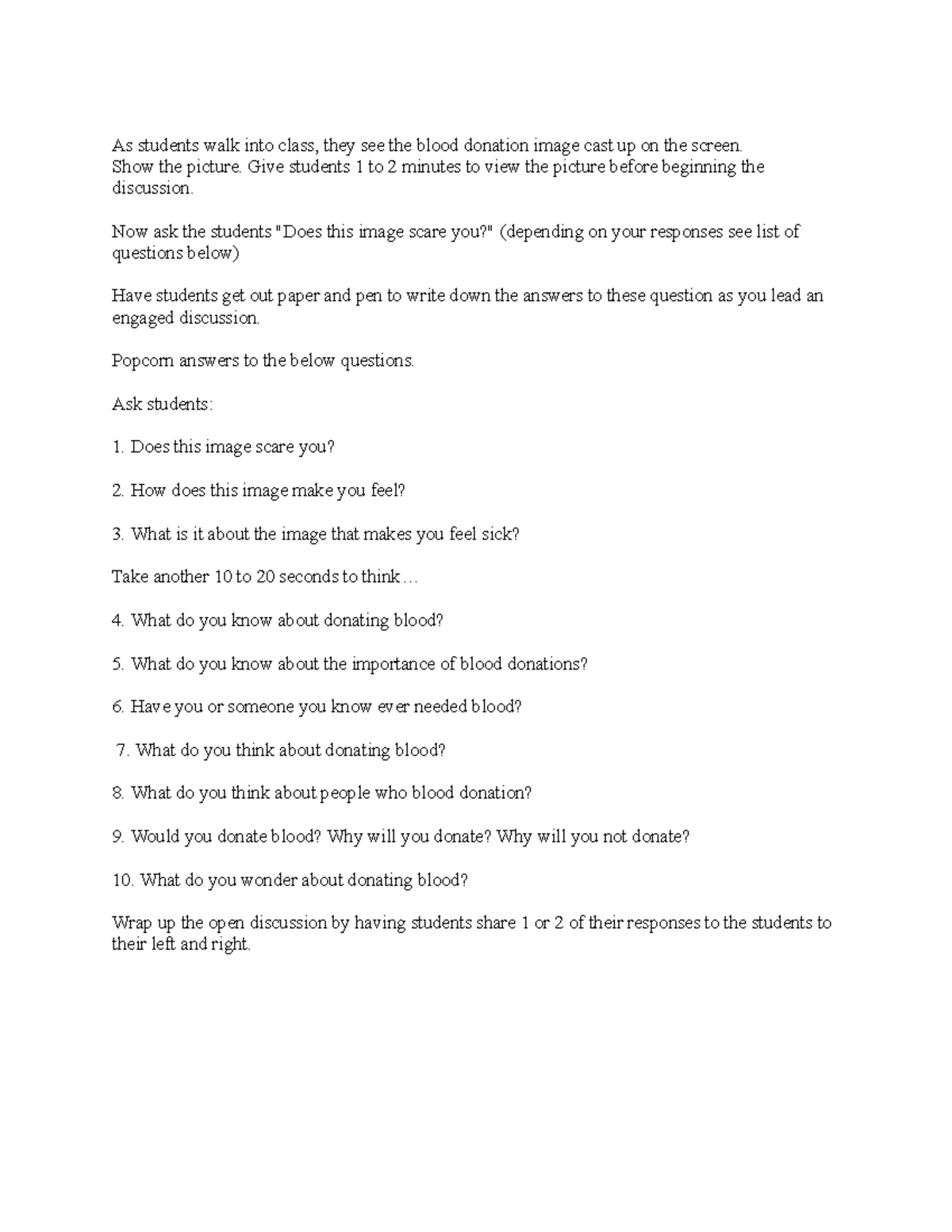 Lesson 1 Hook Learning Approach - As students walk into class, they see ...