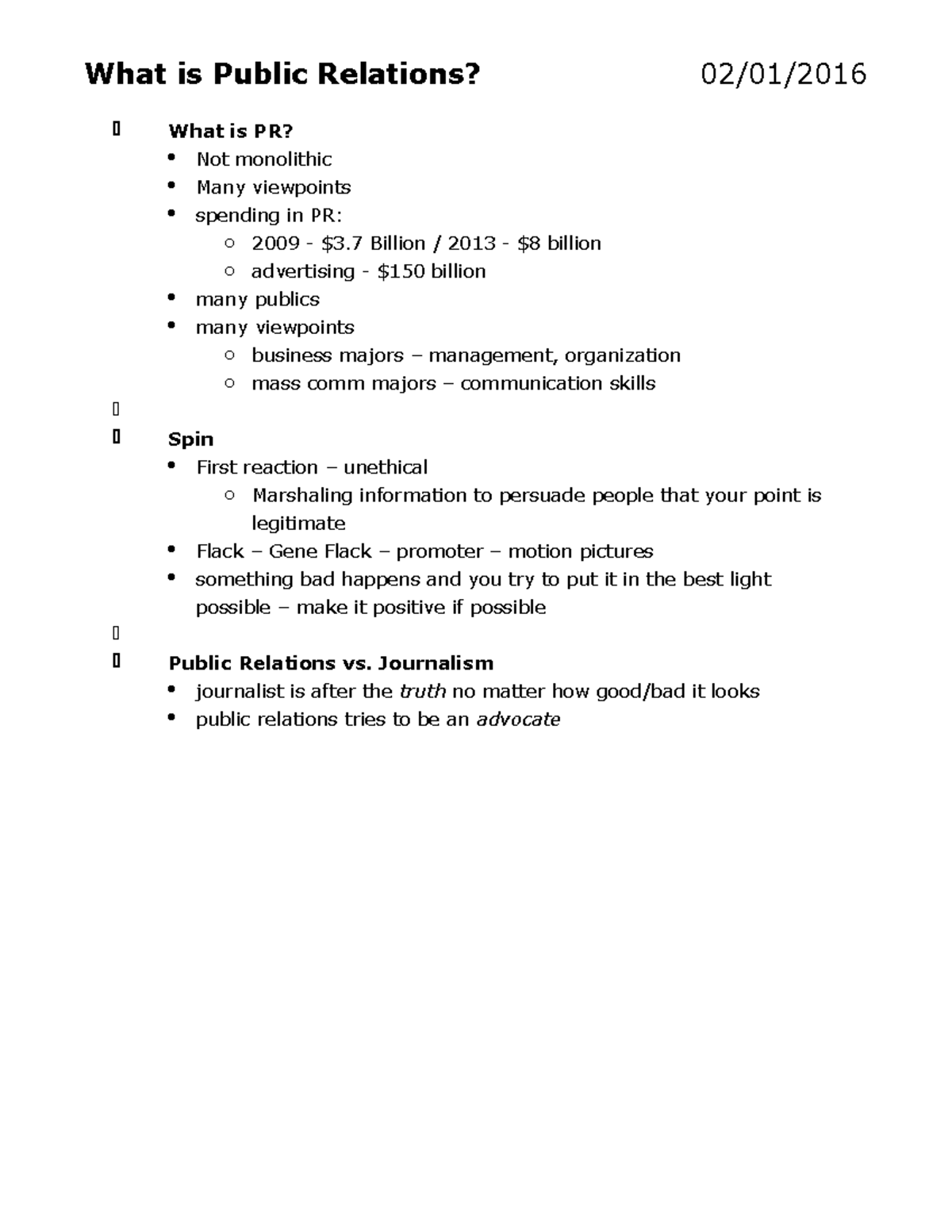 Chapter 1 - PR - What is Public Relations? What is PR? Not monolithic ...