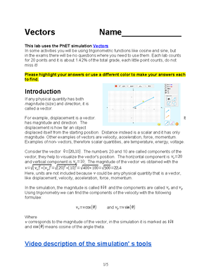Motion in 2D - Projectile Motion Phet Colorado Simulation Position ...