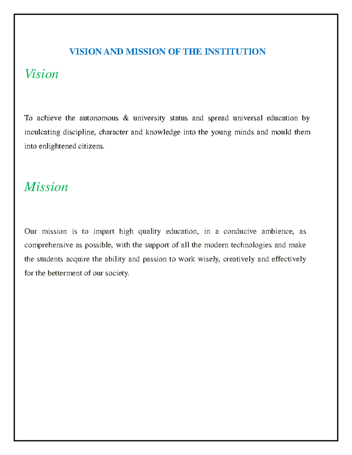 DBMS LAB Record - VISION AND MISSION OF THE INSTITUTION Vision To ...