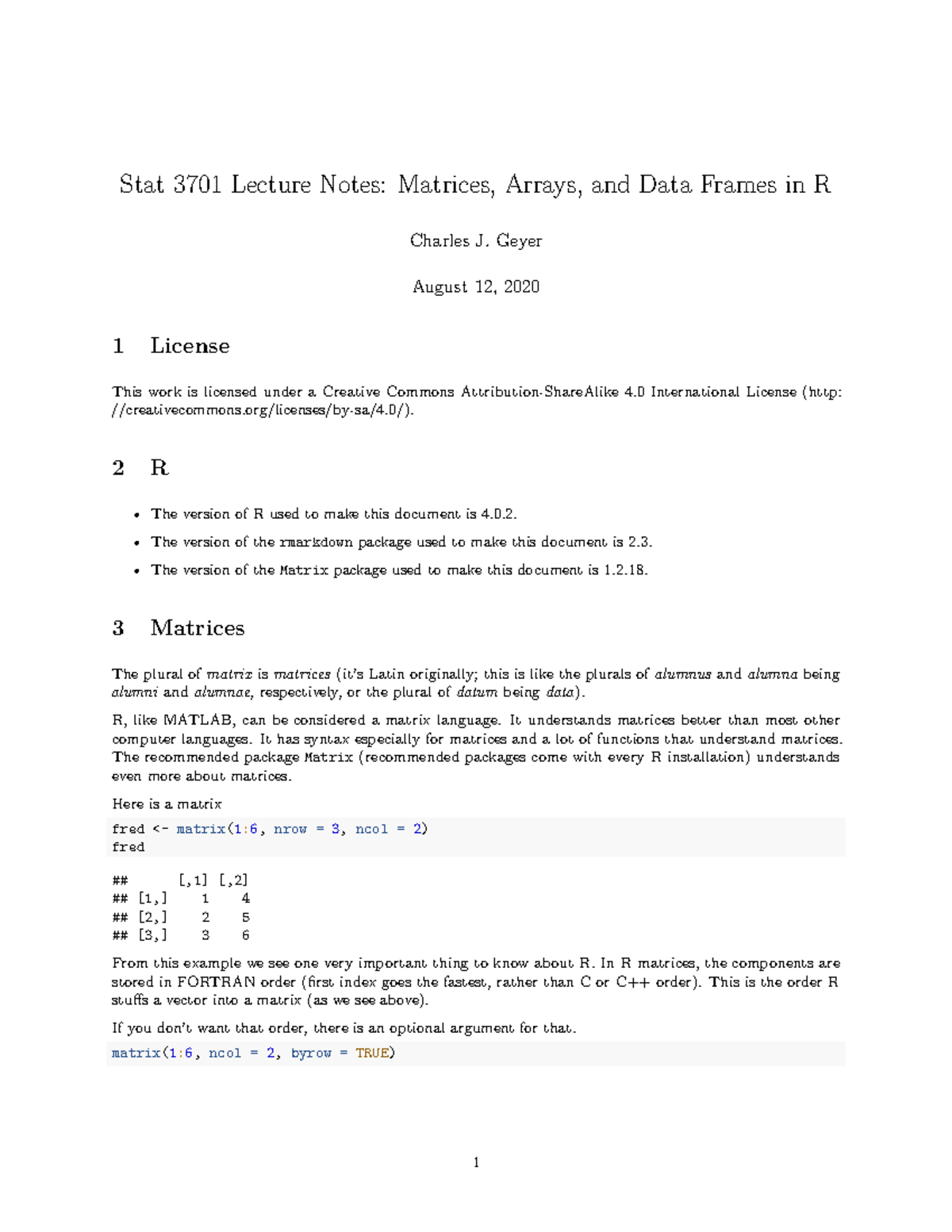 WK 3.1 SPS 2345 Matrices form - Stat 3701 Lecture Notes: Matrices ...