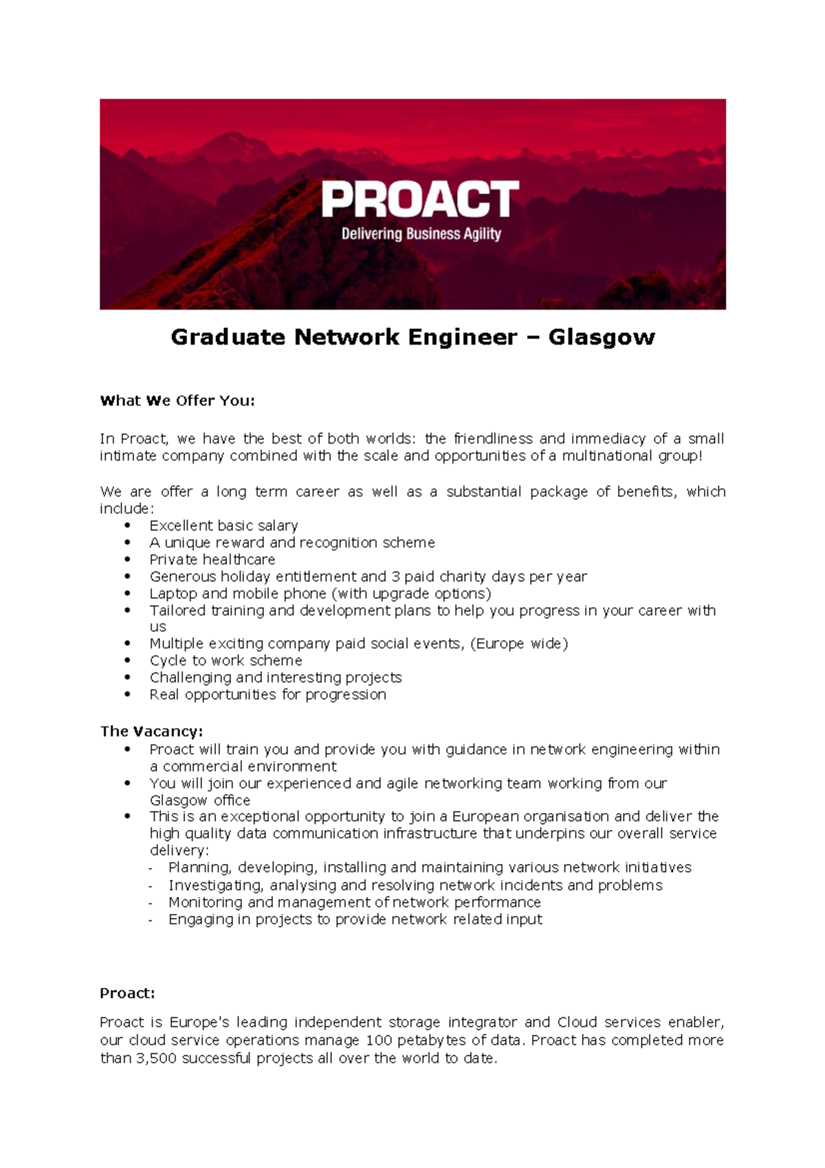 Graduate Network Engineer - Proact has completed more than 3,500 ...