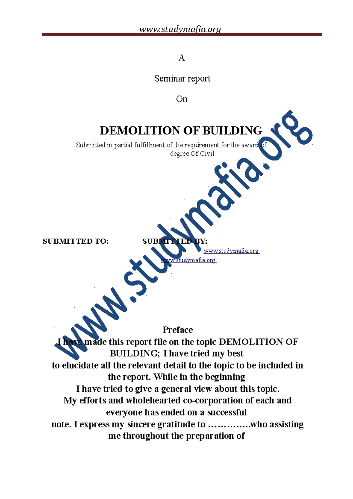 Civil Demolition OF Building report%20 - A Seminar report On DEMOLITION ...