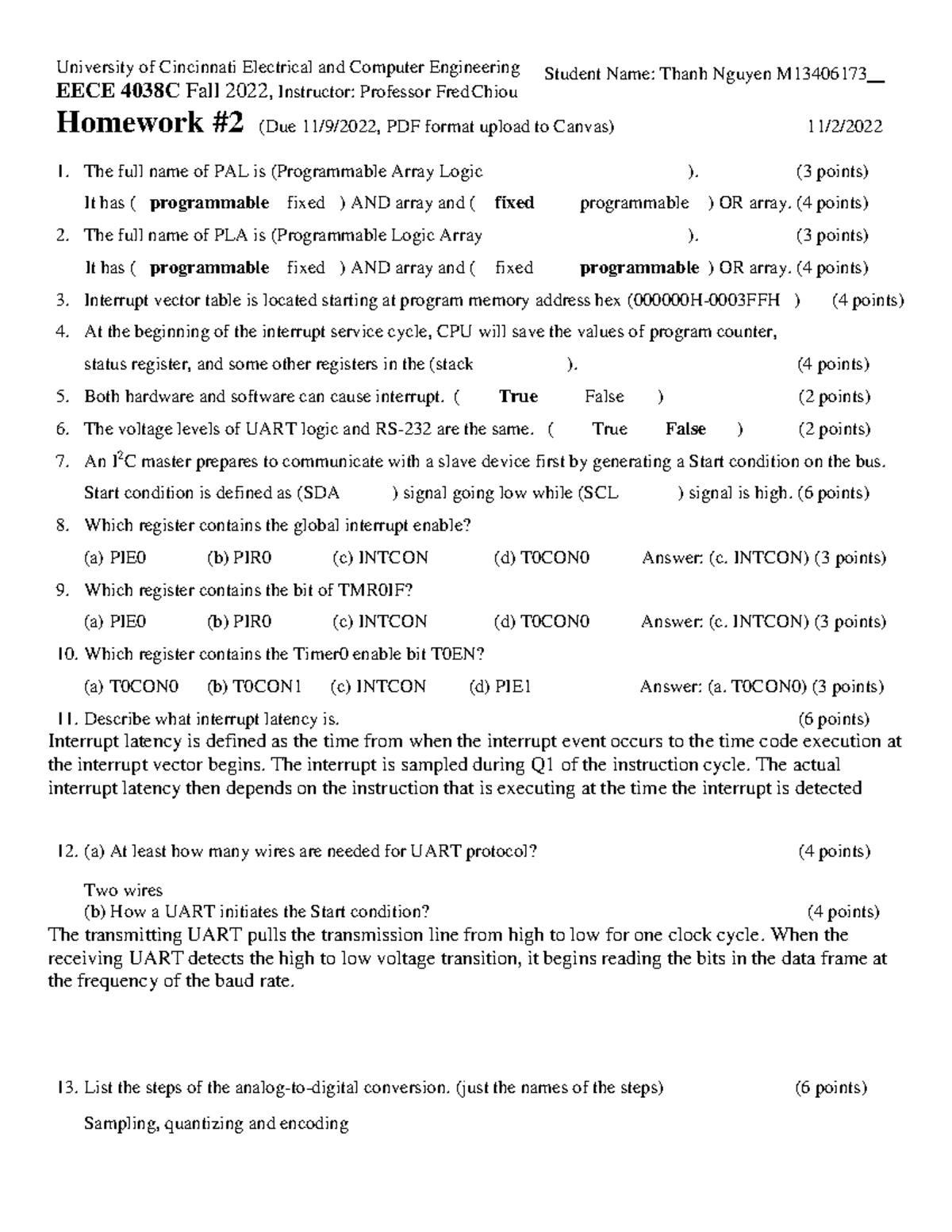 EECE 4038 C Fall 2022 HW 2 (11-2-2022)-2 - University of Cincinnati Electrical and Computer ...