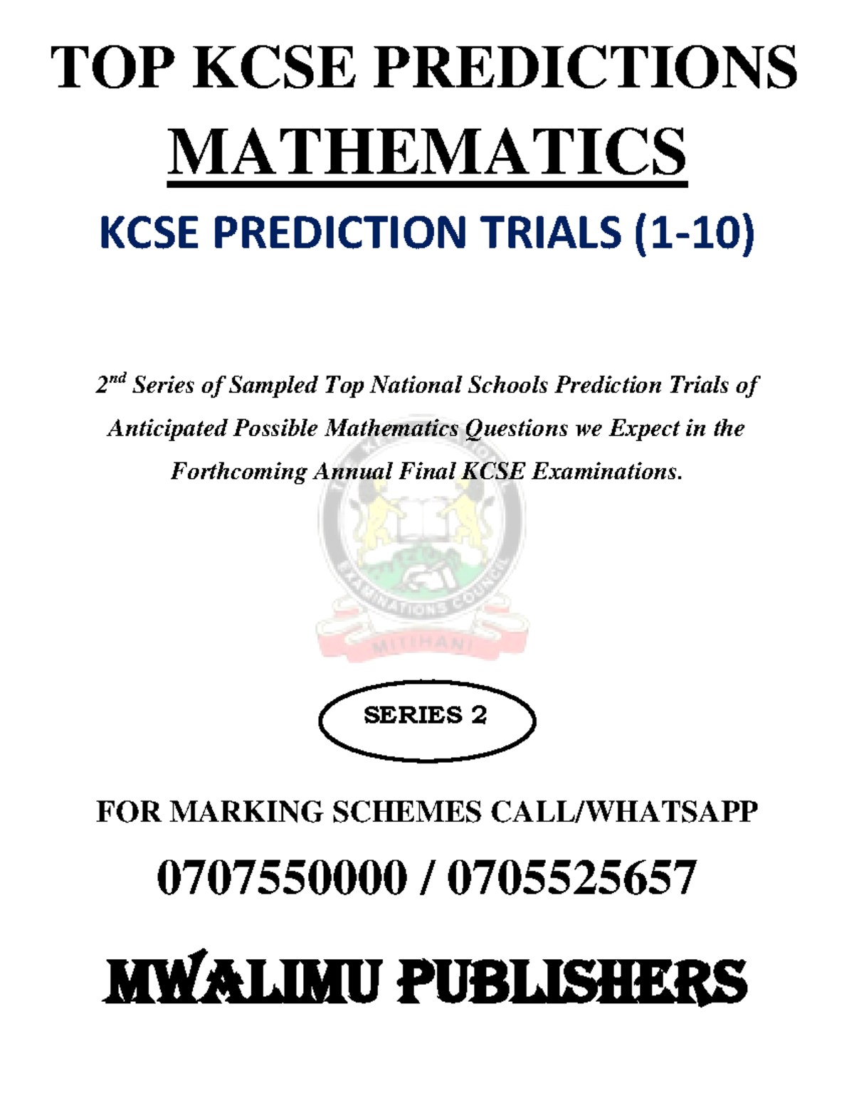 KCSE Maths Prediction S2 - TOP KCSE PREDICTIONS MATHEMATICS KCSE ...
