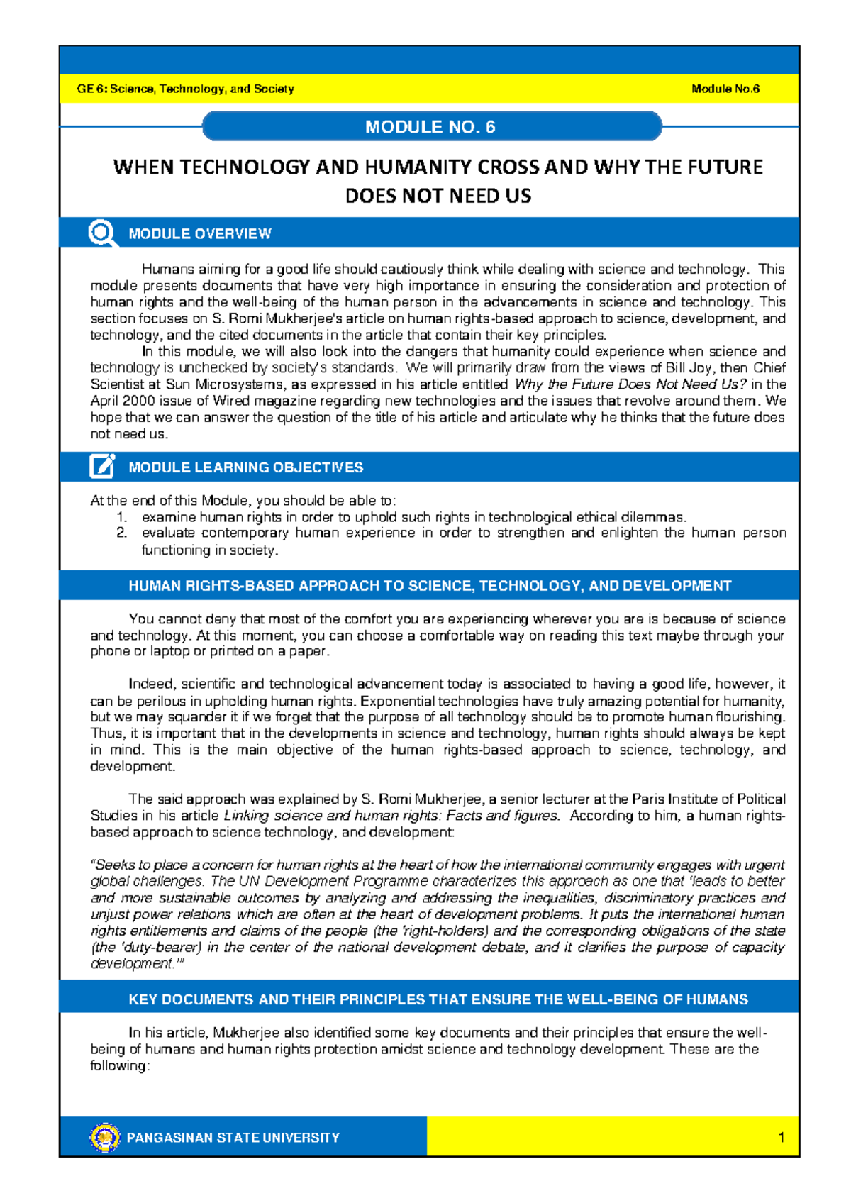Module-6 - 1ST SEMESTER STS MODULE 6 (FINALS) - MODULE NO. 6 WHEN ...