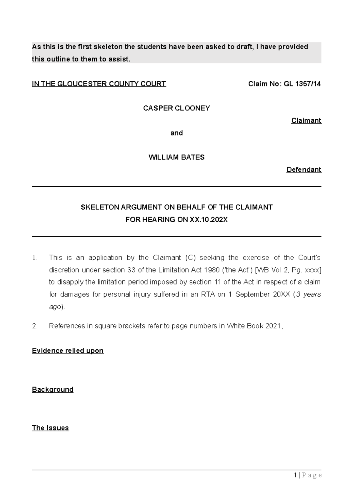 SG4 Skeleton Argument- student outline - As this is the first skeleton ...