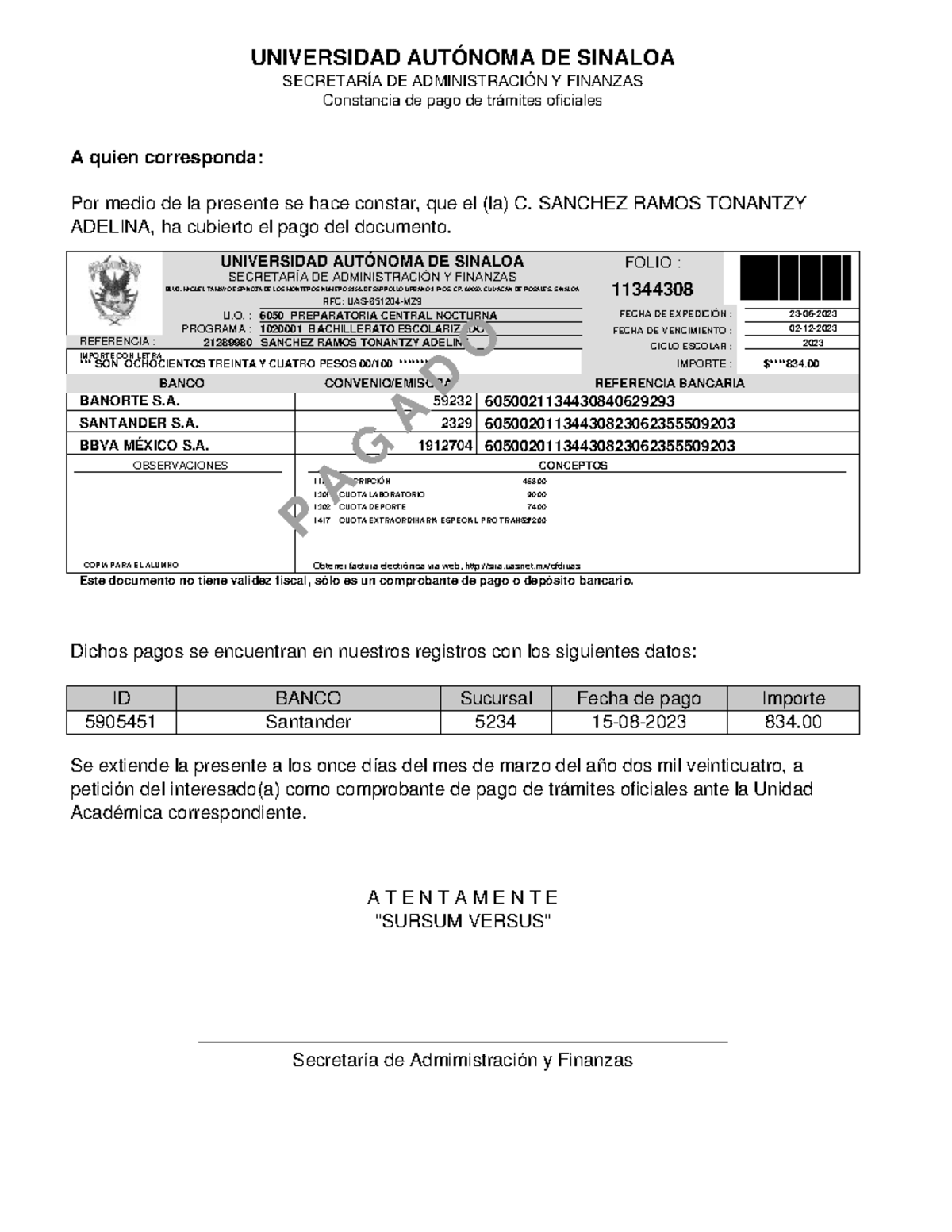 Doc - UNIVERSIDAD AUTÓNOMA DE SINALOA SECRETARÍA DE ADMINISTRACIÓN Y ...